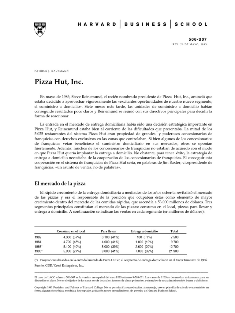 Pizza Hut Inc | PDF | Franquiciamiento | Mercado (economía)
