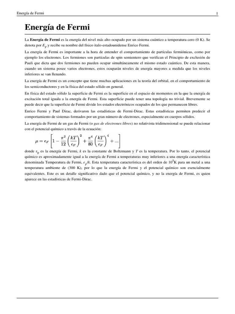 Conceptos Clave de Energía de Fermi | PDF | Ciencia y matemáticas