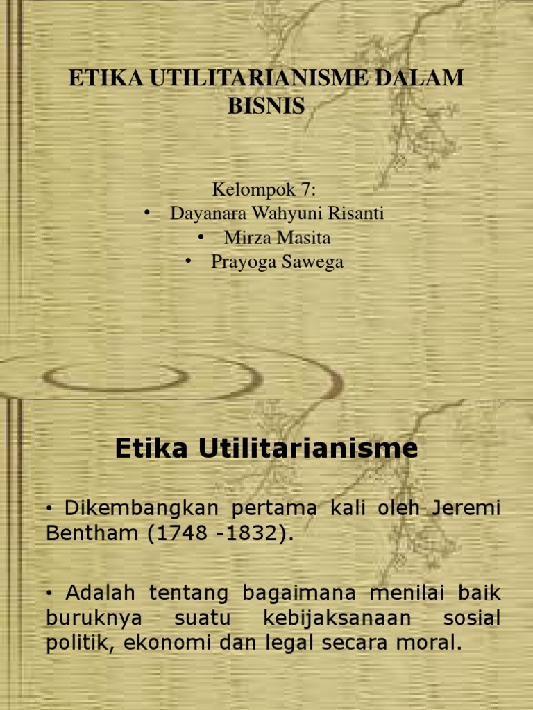 Etika Utilitarianisme Dalam Bisnis | PDF