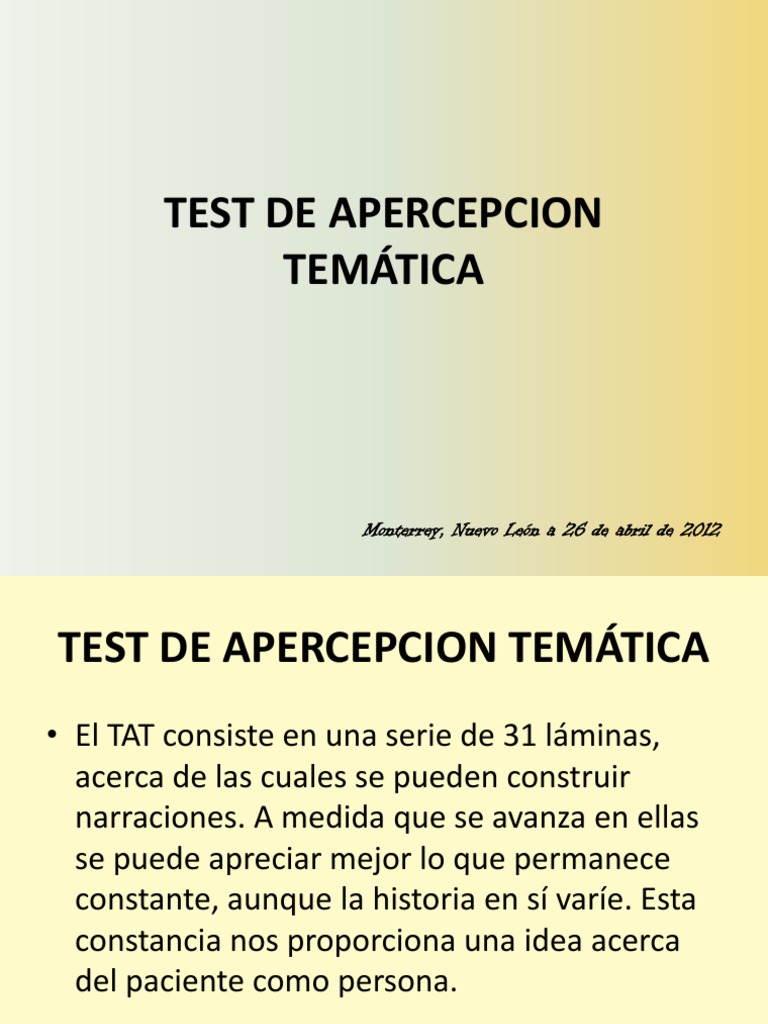 Test de Apercepción Temática (TAT) | PDF | Mujer | Motivación