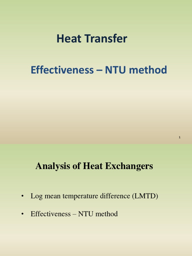 Effectiveness Ntu Method Heat Heat Transfer