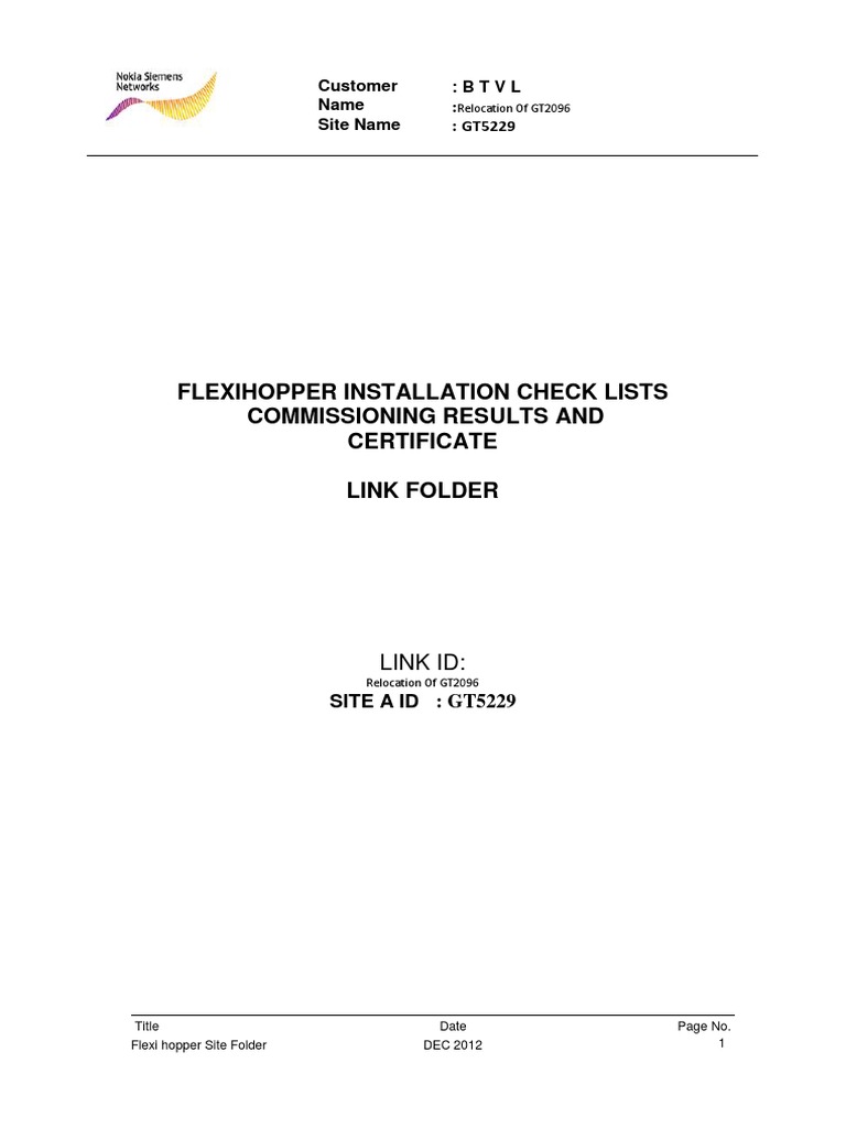 Flexihopper Installation Check Lists Commissioning Results and ...