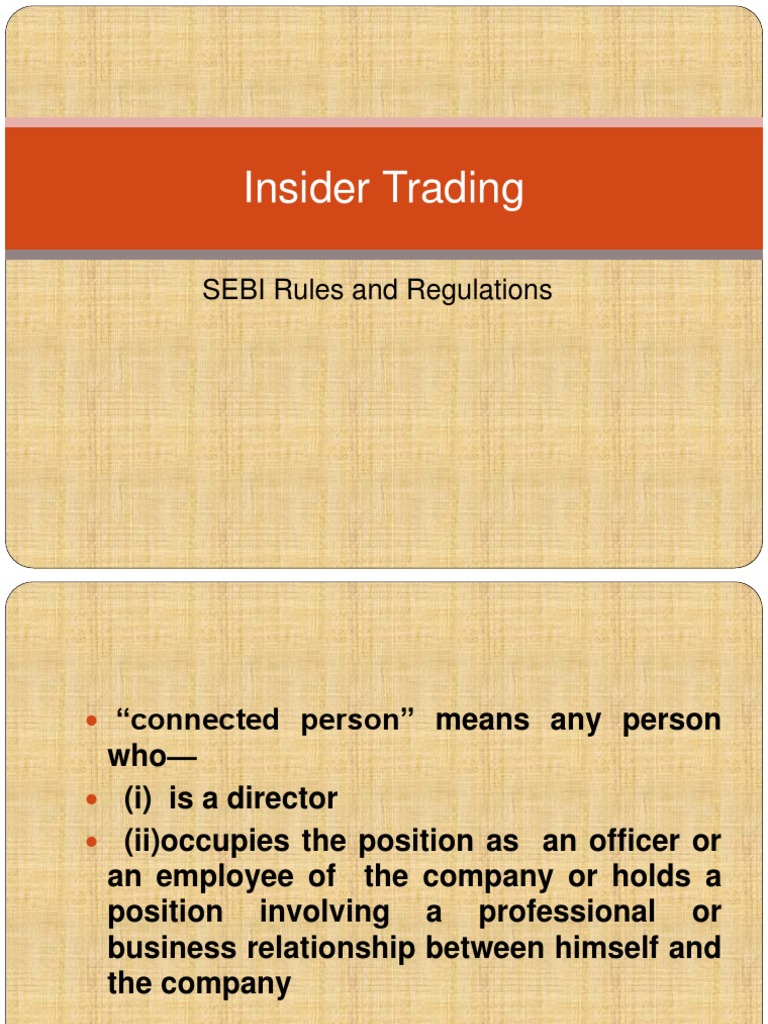 Insider Trading: SEBI Rules and Regulations | PDF | Insider Trading ...