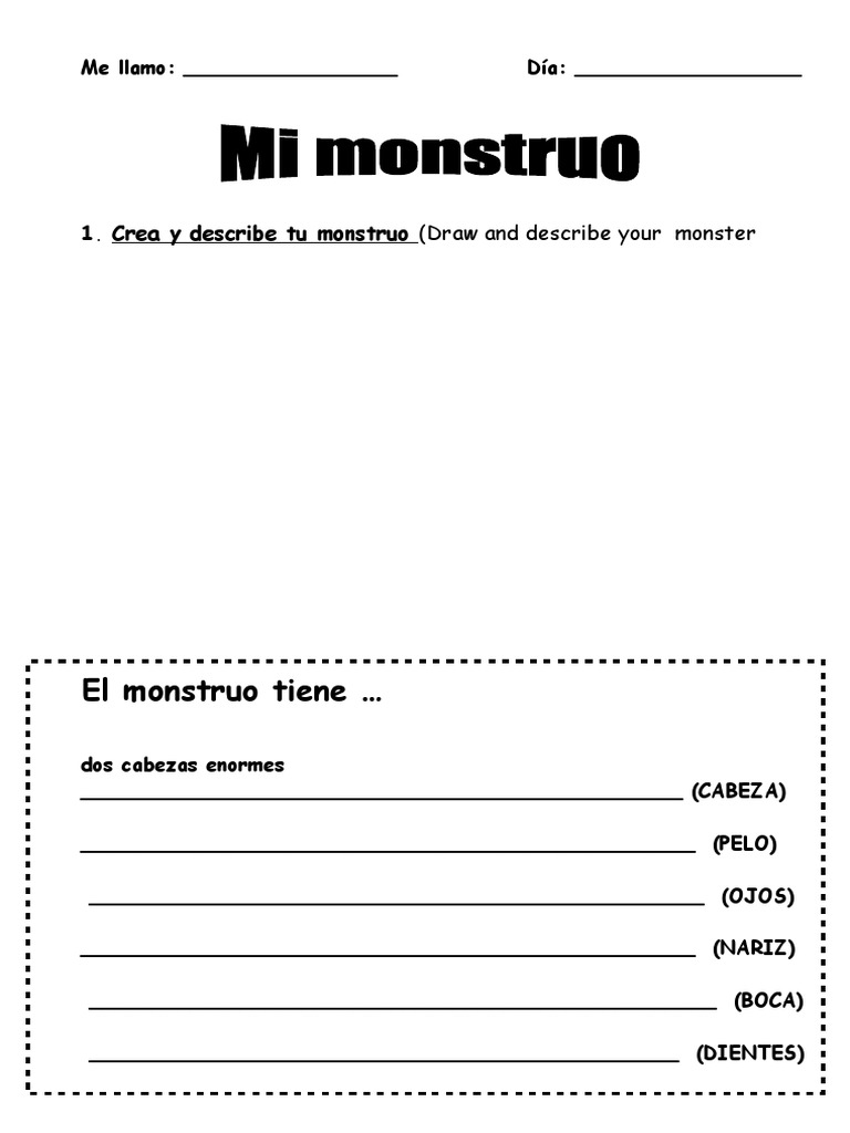 Ficha Dibuja-Describe Monstruo | PDF | Ocio