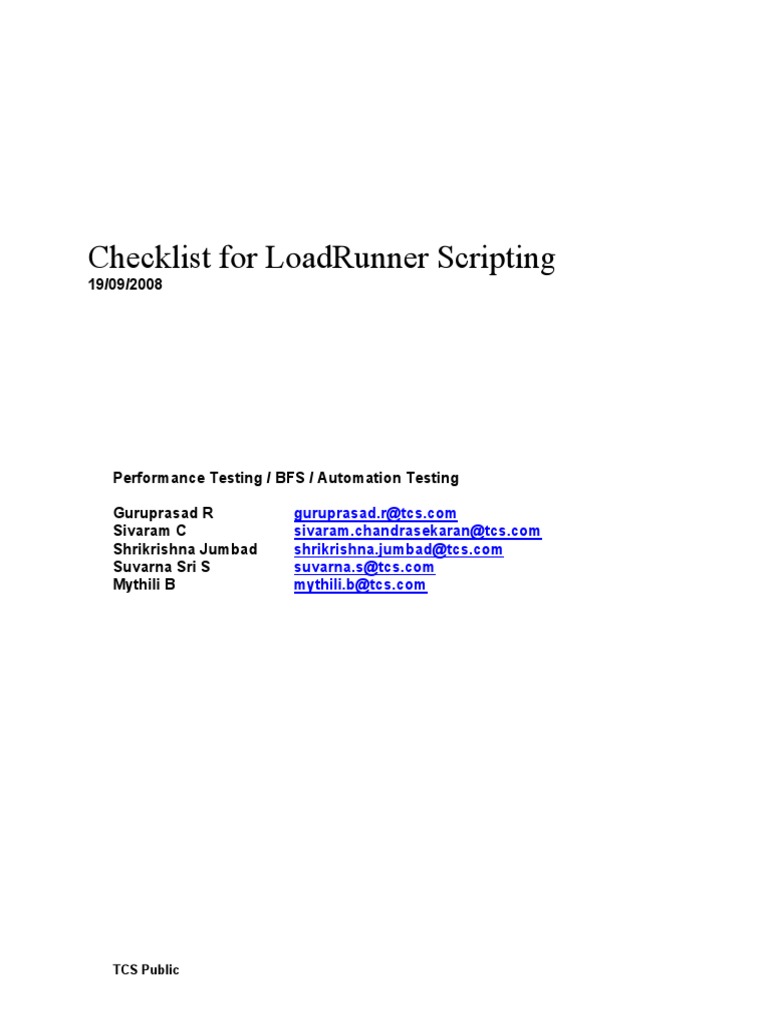 Checklist For Load Runner Scripting | PDF | Parameter (Computer Programming) | Hypertext ...