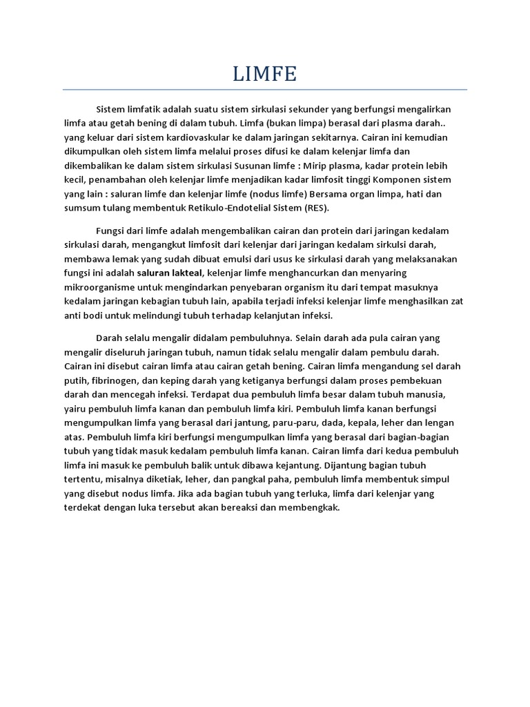 Sistem Limfatik dan Fungsinya | PDF