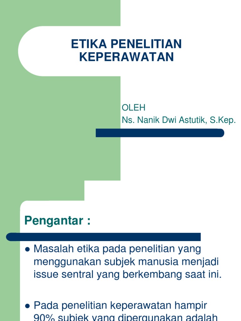 Etika Penelitian Keperawatan - Perumperindo.co.id