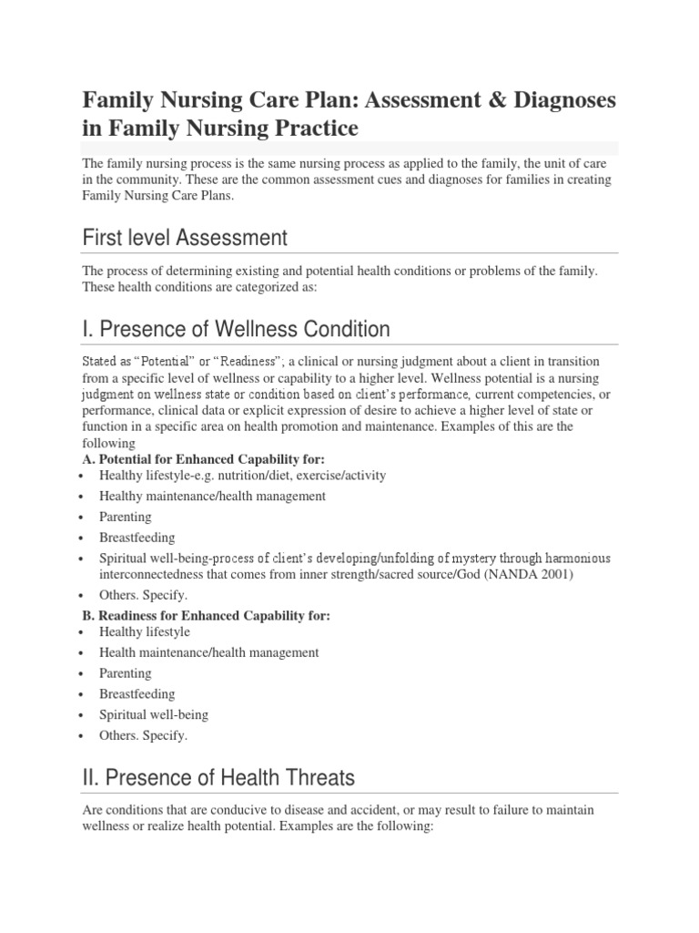 Family Nursing Care Plan: Assessments & Diagnoses | PDF | Breastfeeding ...