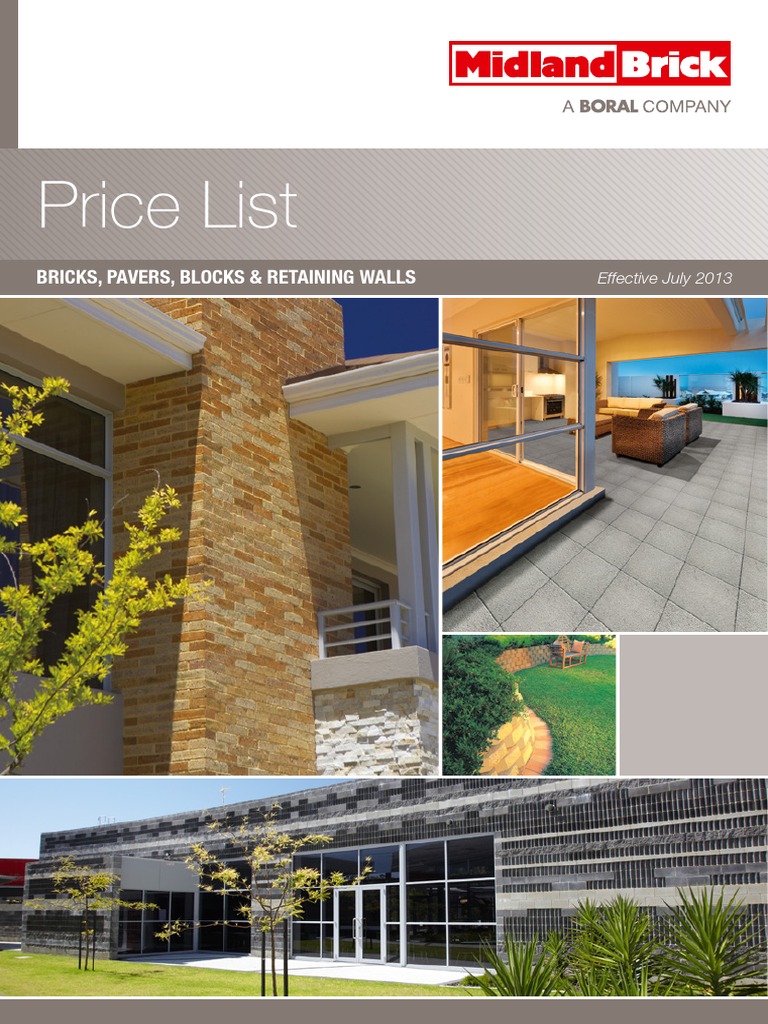 Midland Brick Price List Sep 2013 | PDF | Brick | Mortar (Masonry)