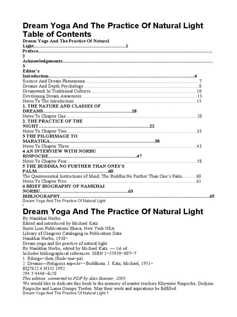 Dream Yoga and Natural Light Insights | PDF | Dream | Unconscious Mind