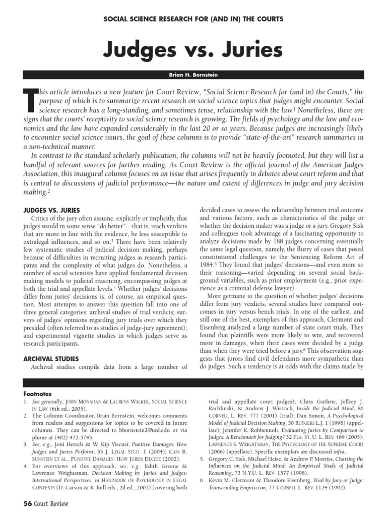 Judges vs Juries | Social Sciences | Jury Trial