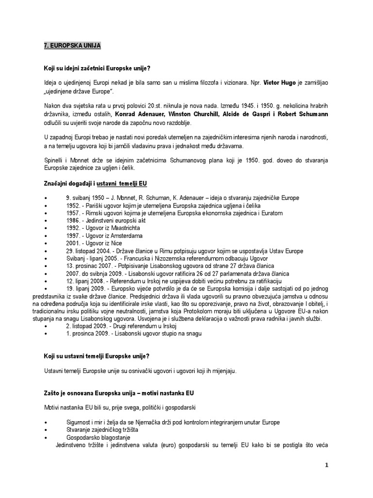 Osnove Europske Unije - Skripta | PDF