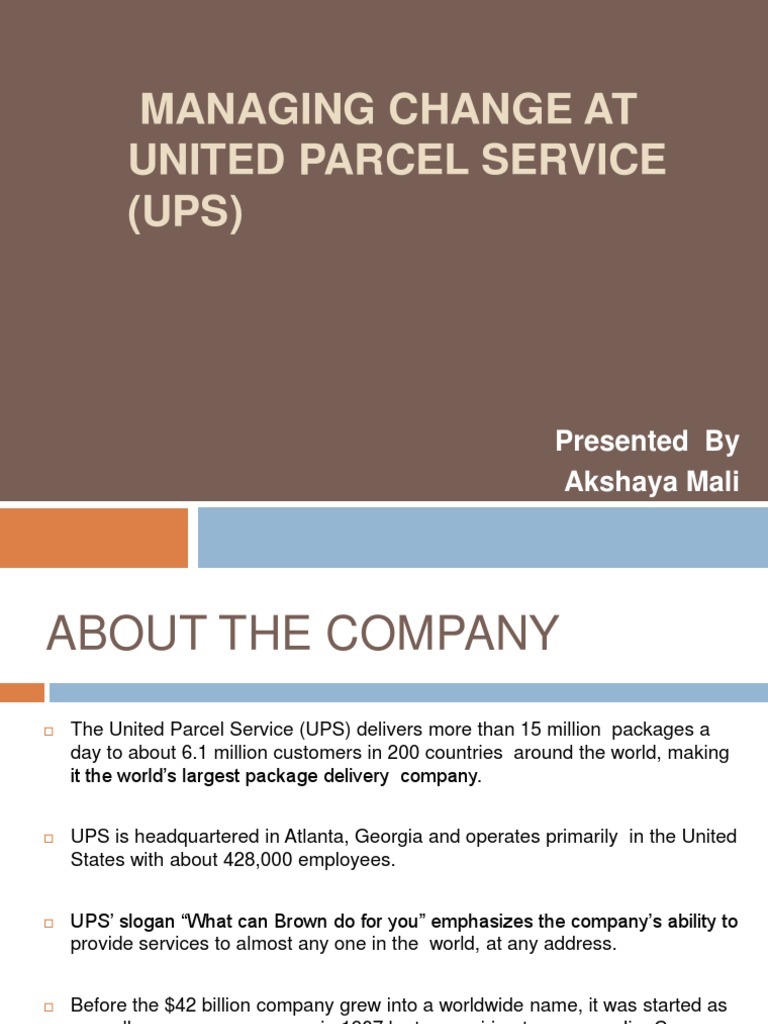 Managing Change at UPS: A Strategic Overview | PDF | United Parcel ...