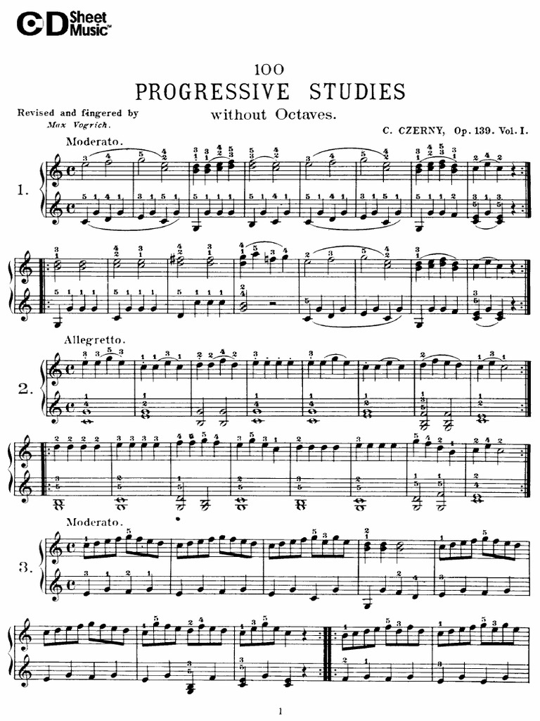Czerny - 100 Progressive Studies, Op 139 | PDF