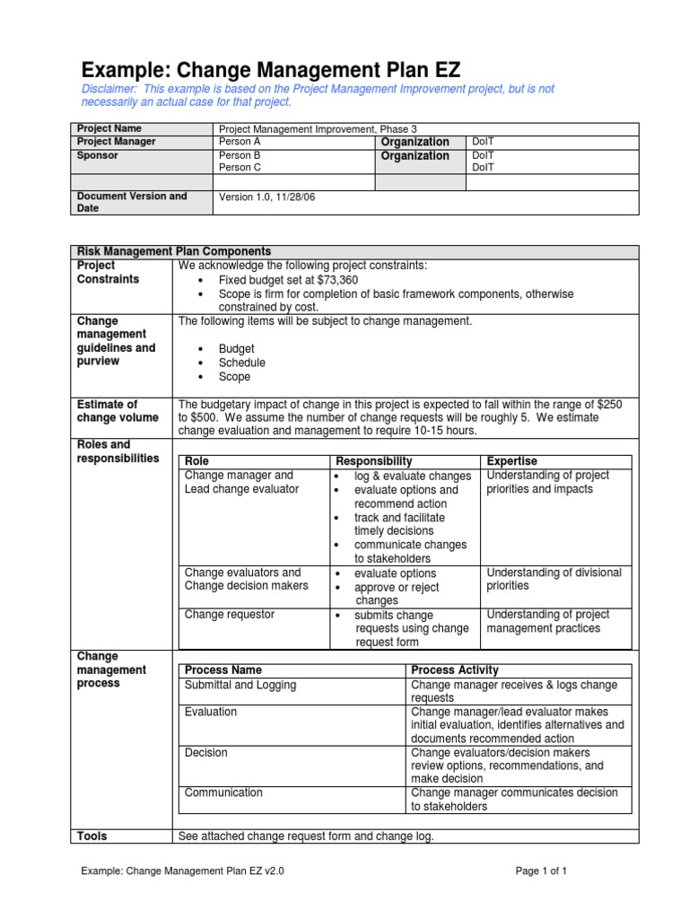 Change Management Plan | PDF
