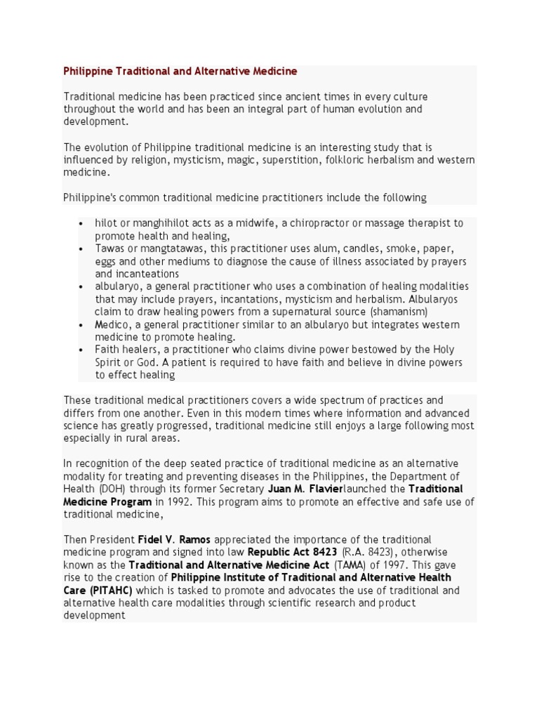 Philippine Traditional and Alternative Medicine | PDF