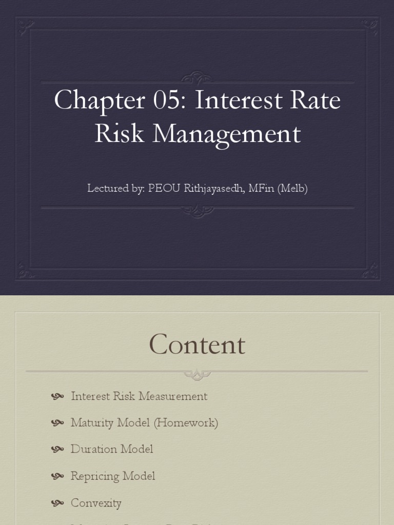 Ch05-Interest Rate Risk Management | PDF | Bond Duration | Interest Rates