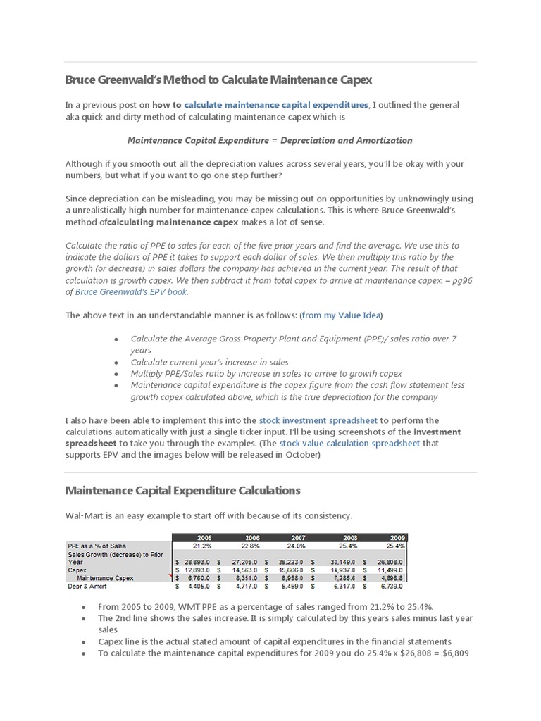 Maintenance Capex | PDF | Capital Expenditure | Depreciation