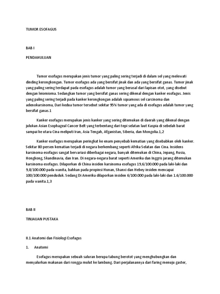 Tumor Esofagus: Anatomi dan Epidemiologi | PDF