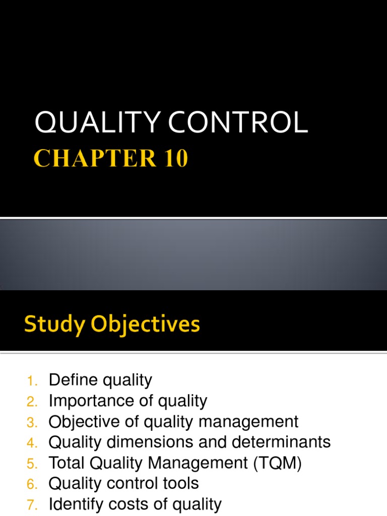 Quality Control Objectives and Practices | PDF | Quality (Business ...