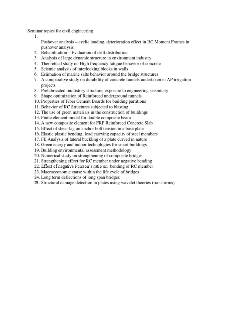 Civil Engineering Seminar Topics | PDF | Deformation (Engineering ...