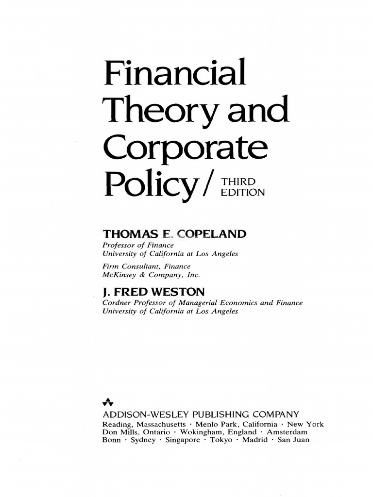 Financial Theory and Corporate Policy 3 Edition | PDF | Capital Asset ...