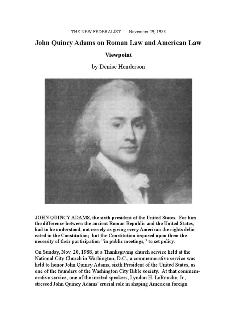 John Quincy Adams On Roman Law and American Law | PDF