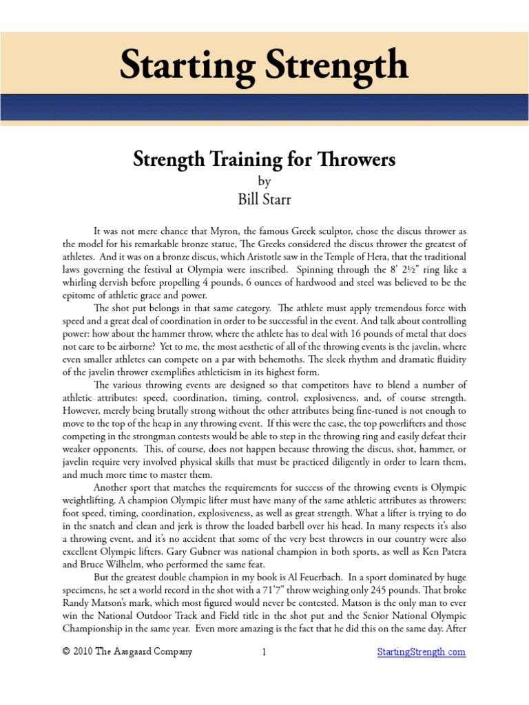 Strength Training For Throwers | PDF | Track And Field | Breathing