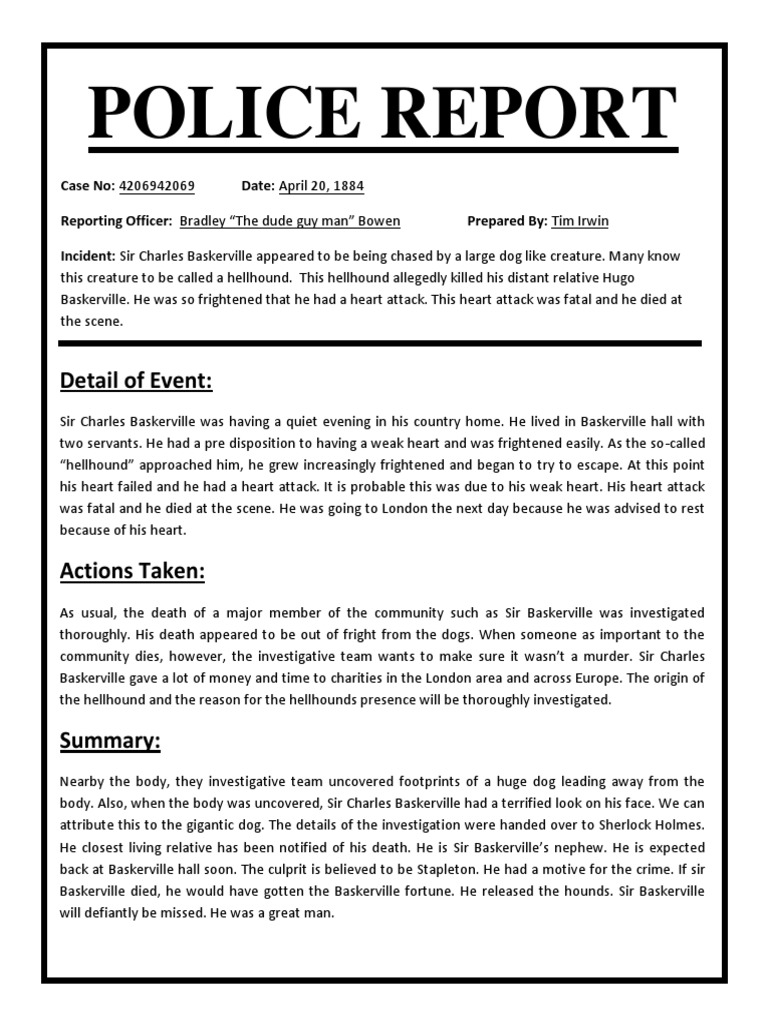 Police Report | PDF | Mystery, Thriller & Crime Fiction