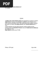 Izjava Primjer | PDF