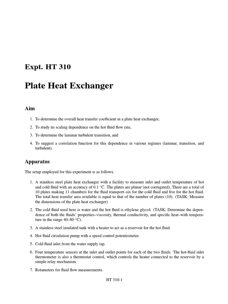 Plate Type Heat Exchanger Design 1 | PDF