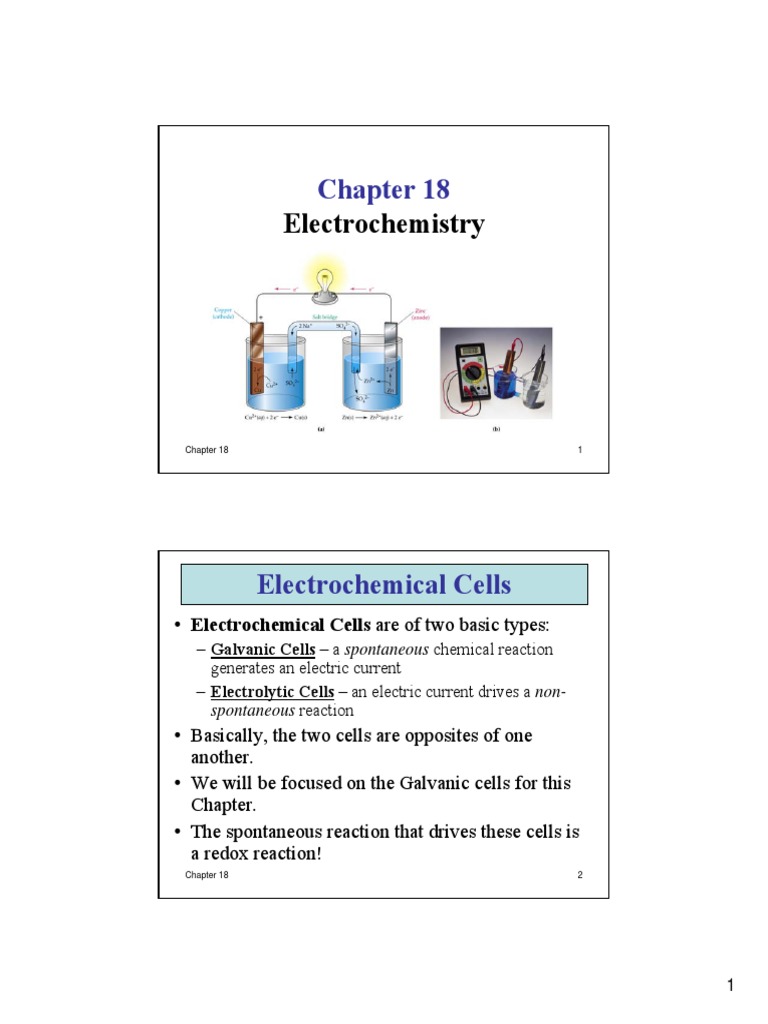 Electrochemistry: Galvanic Cells & Redox Reactions | PDF | Redox ...