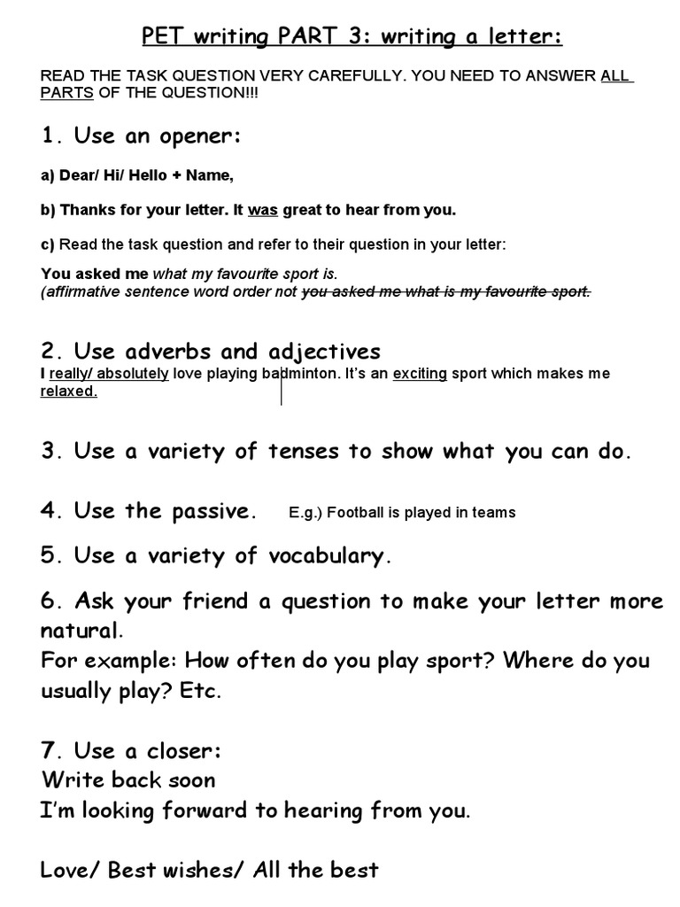 Tips For Writing A Letter B1 Part 3 Teens