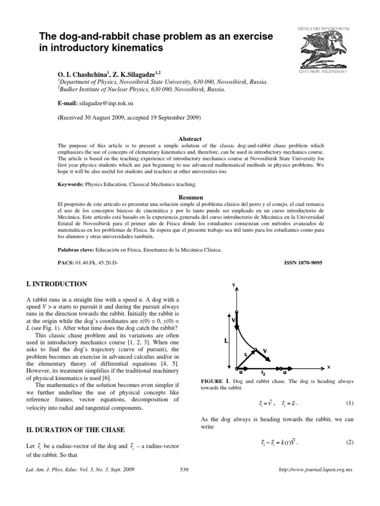 The Dog-And-Rabbit Chase Problem As An Exercise in Introductory ...