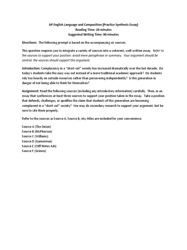 Practice Synthesis Essay | PDF | Communication | Schools