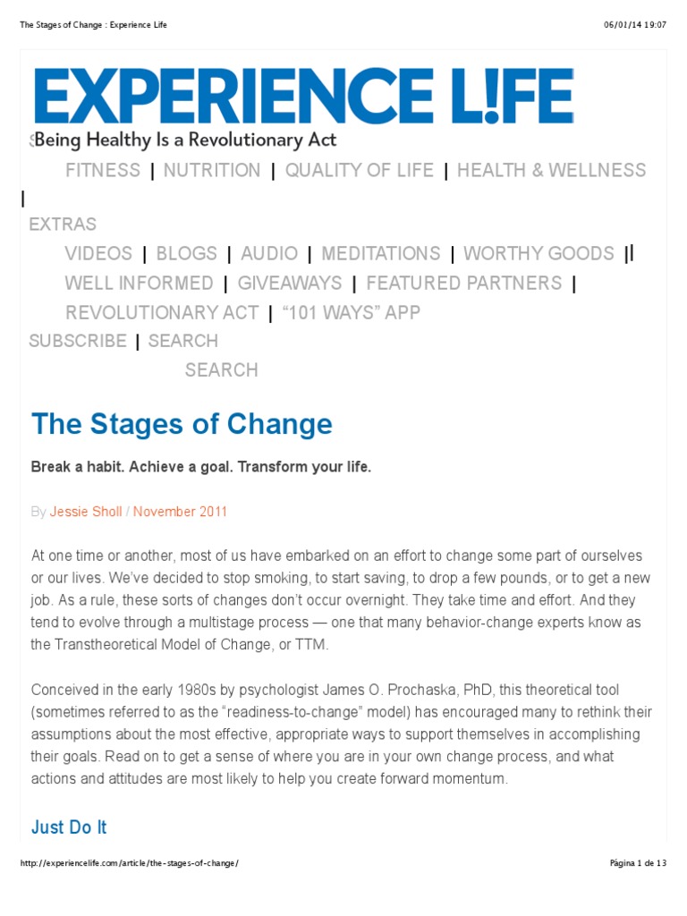 The Stages of Change: Experience Life | PDF | Motivation | Motivational