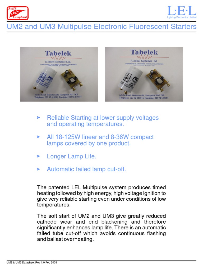 UM2 UM3 Datasheet | PDF | Fluorescent Lamp | Equipment