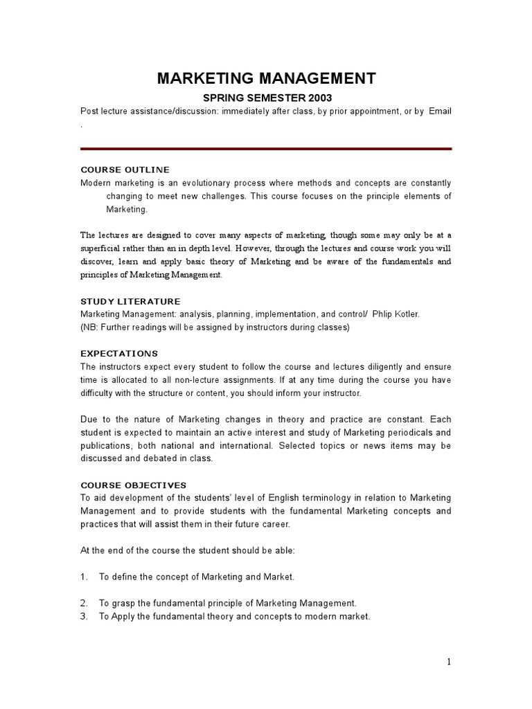 Marketing Management Research | PDF | Lecture | Concept