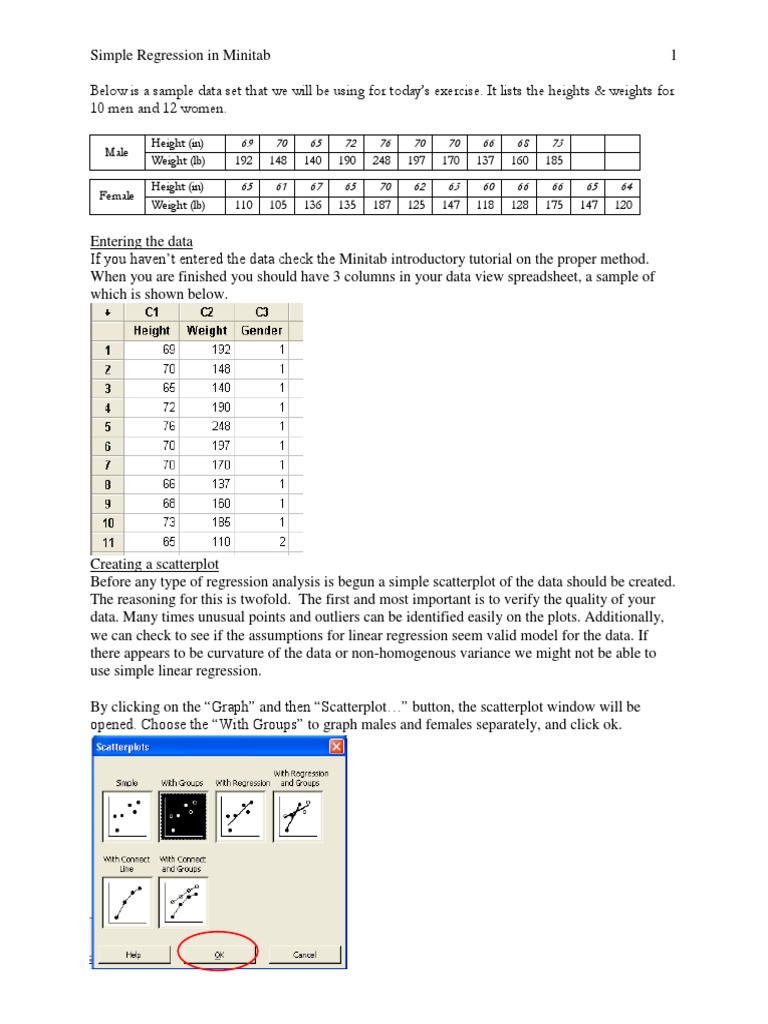 Minitab Simple Regression Analysis | PDF | Regression Analysis ...