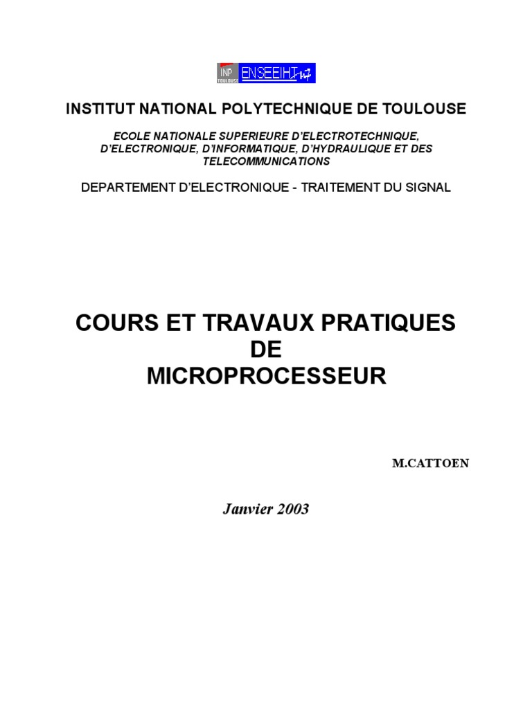 COURS ET TRAVAUX PRATIQUES de MICROPROCESSEUR | PDF | Pointeur ...
