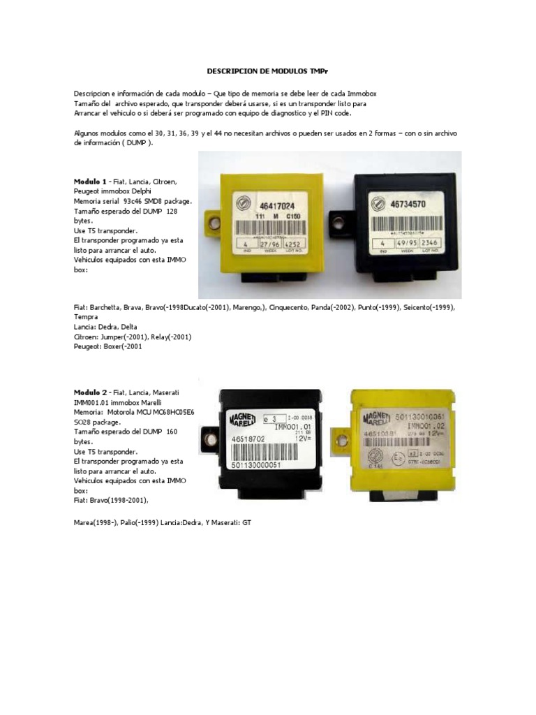 Módulos TMPro para Inmovilizador Automotriz | PDF | Renault | Industria ...