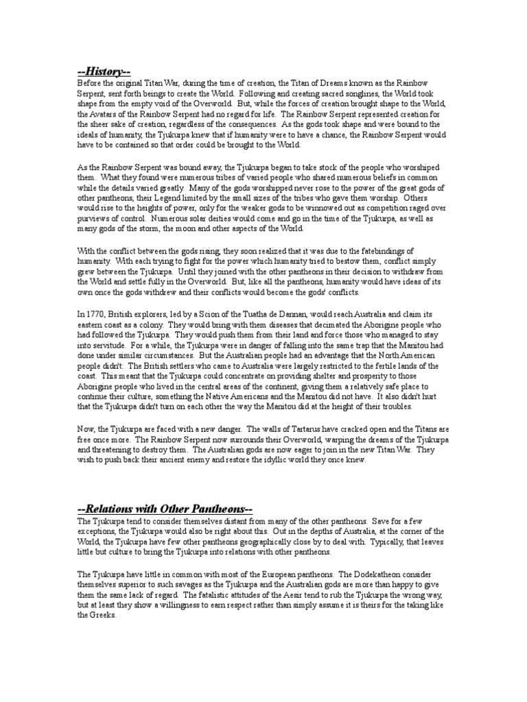 History and Relations of the Australian Aboriginal Gods | PDF | Deities ...