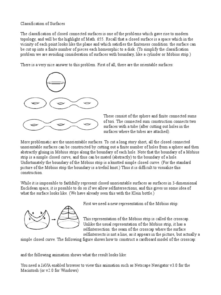 Classification of Surfaces | PDF | Topology | Mathematical Analysis