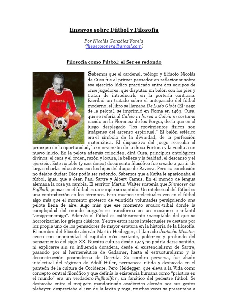 "Ensayos Sobre Fútbol y Filosofía" Por Nicolás González Varela | PDF ...