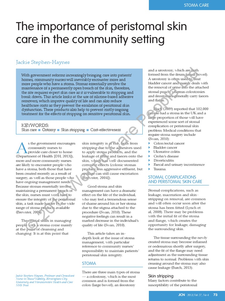 09 2013 Peristomal Skin Care | PDF | Medical Specialties | Clinical ...