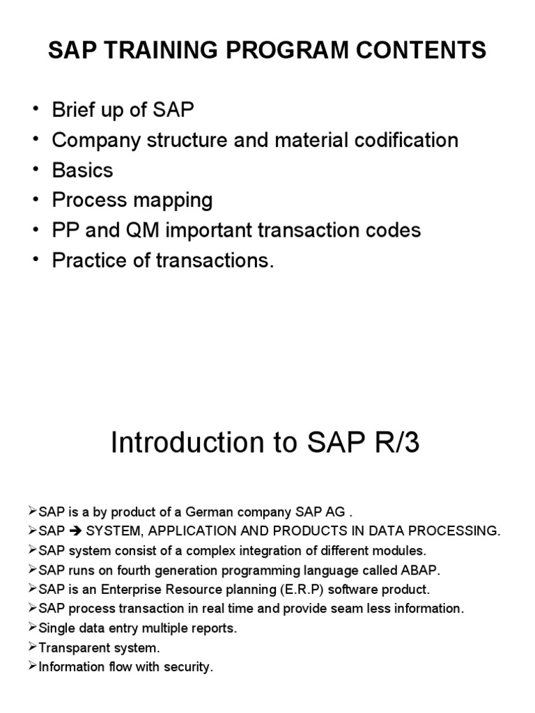 Sap Training Program Contents | PDF | Software | Information Technology ...