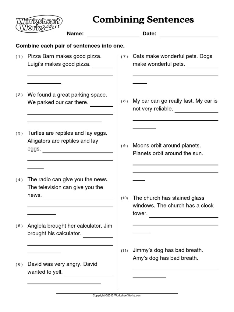 WorksheetWorks Combining Sentences 2 | PDF | Planetary Science | Solar ...