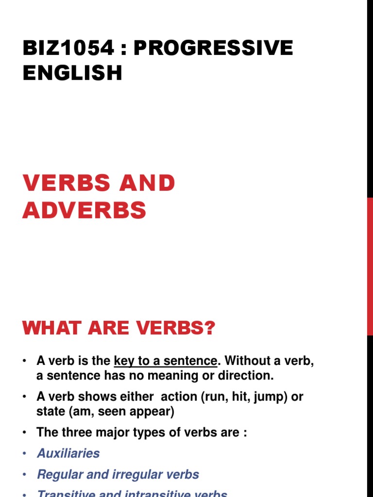 Verbs and Adverbs | PDF | Verb | Adverb