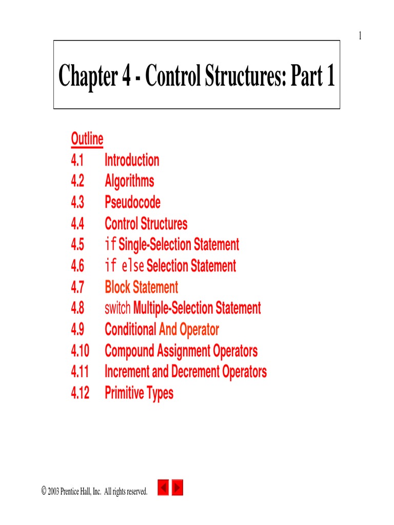 Chapter 4 - Control Structures: Part 1: If If Else | PDF | Control Flow ...