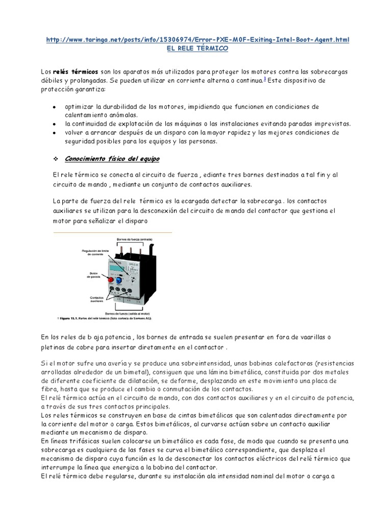Funcionamiento y partes del relé térmico | PDF | Relé | Electricidad